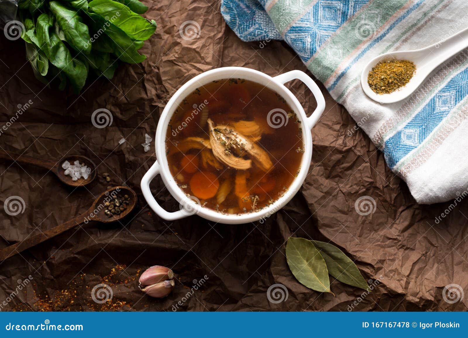 Chicken and Wet Vegetable Soup Stock Photo - Image of green, herb ...