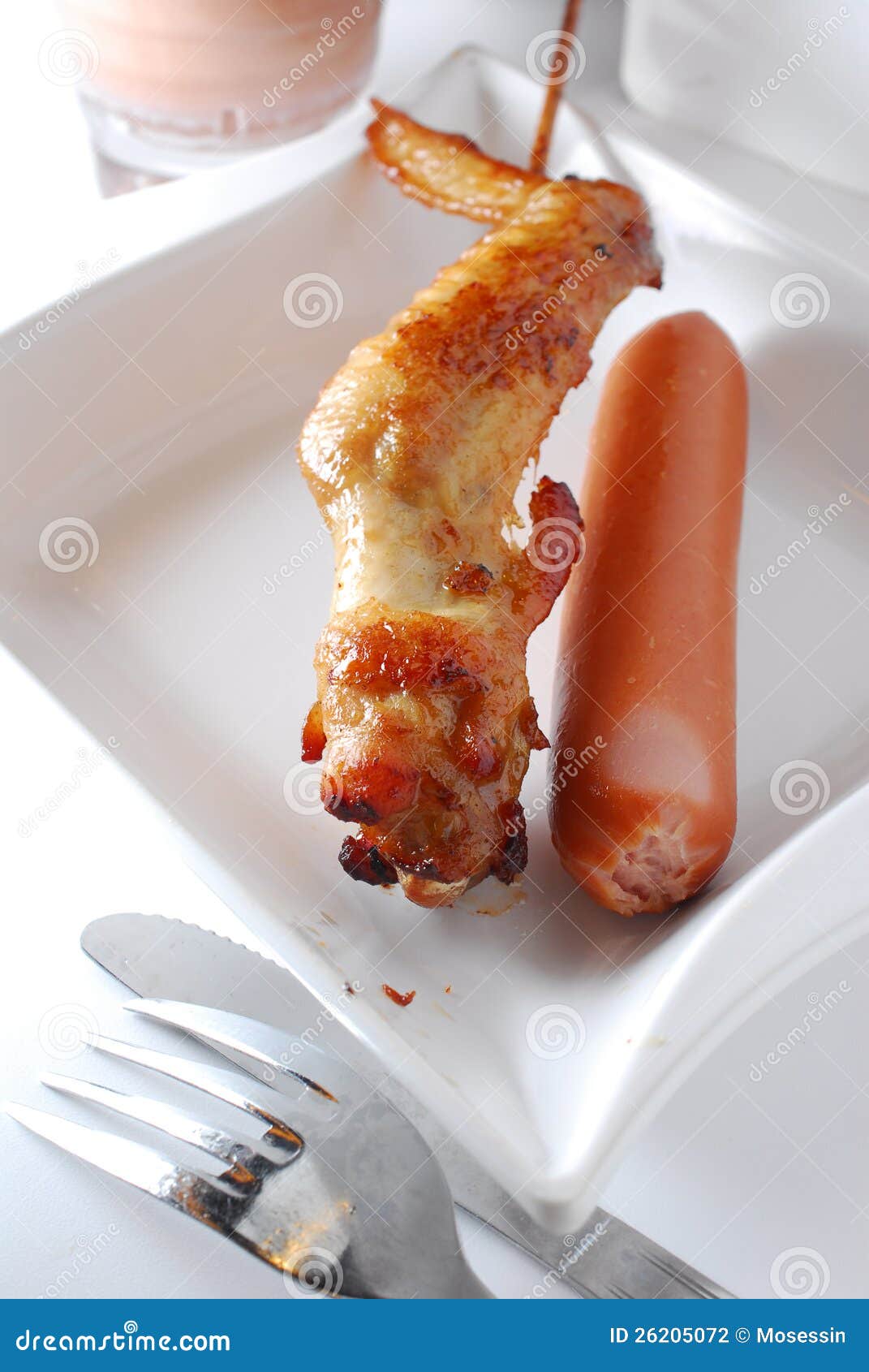 Chicken Wing & Sausage stock photo. Image of dish, drinks - 26205072