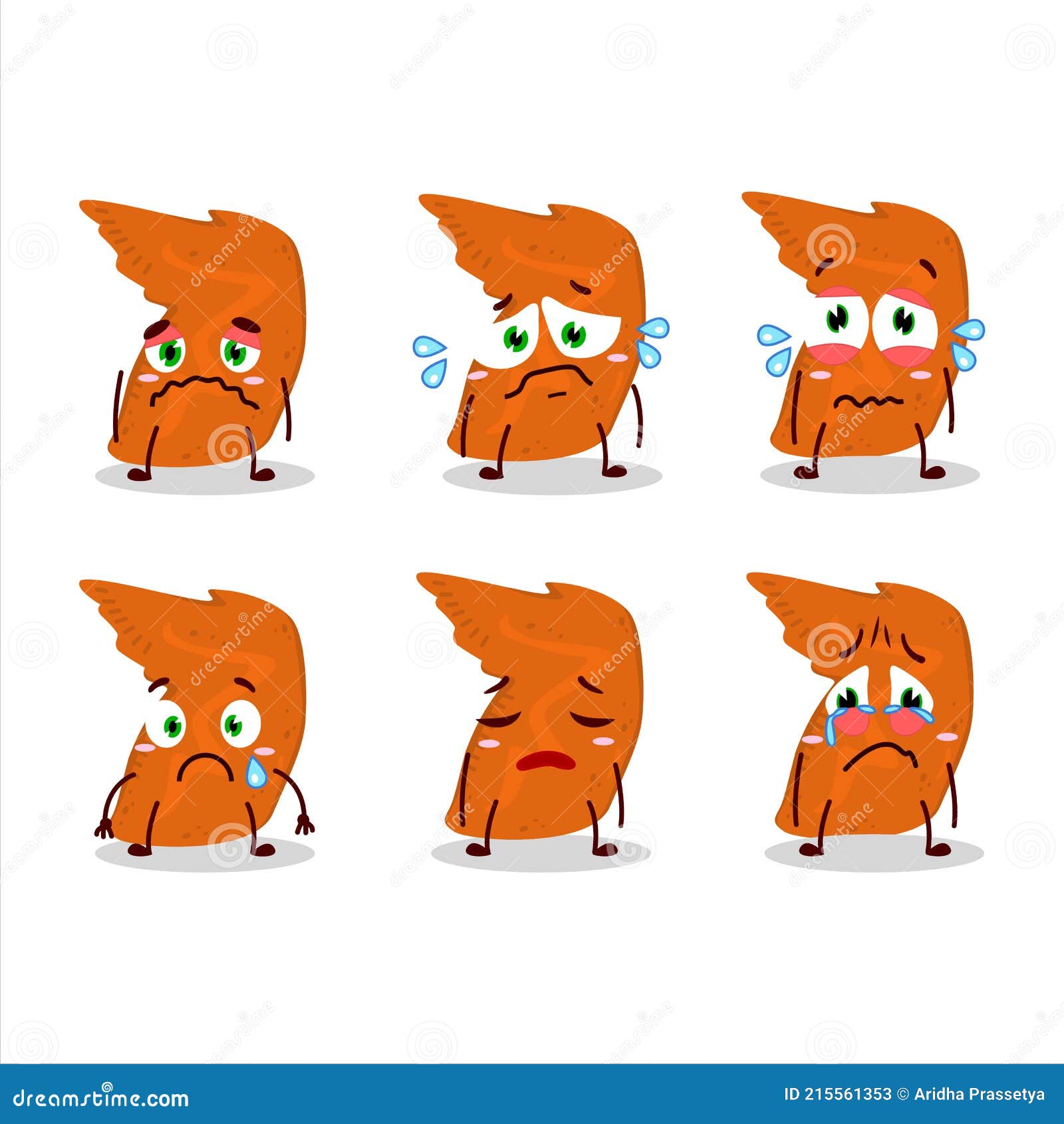 Chicken Wings Cartoon Character with Sad Expression Stock Vector ...