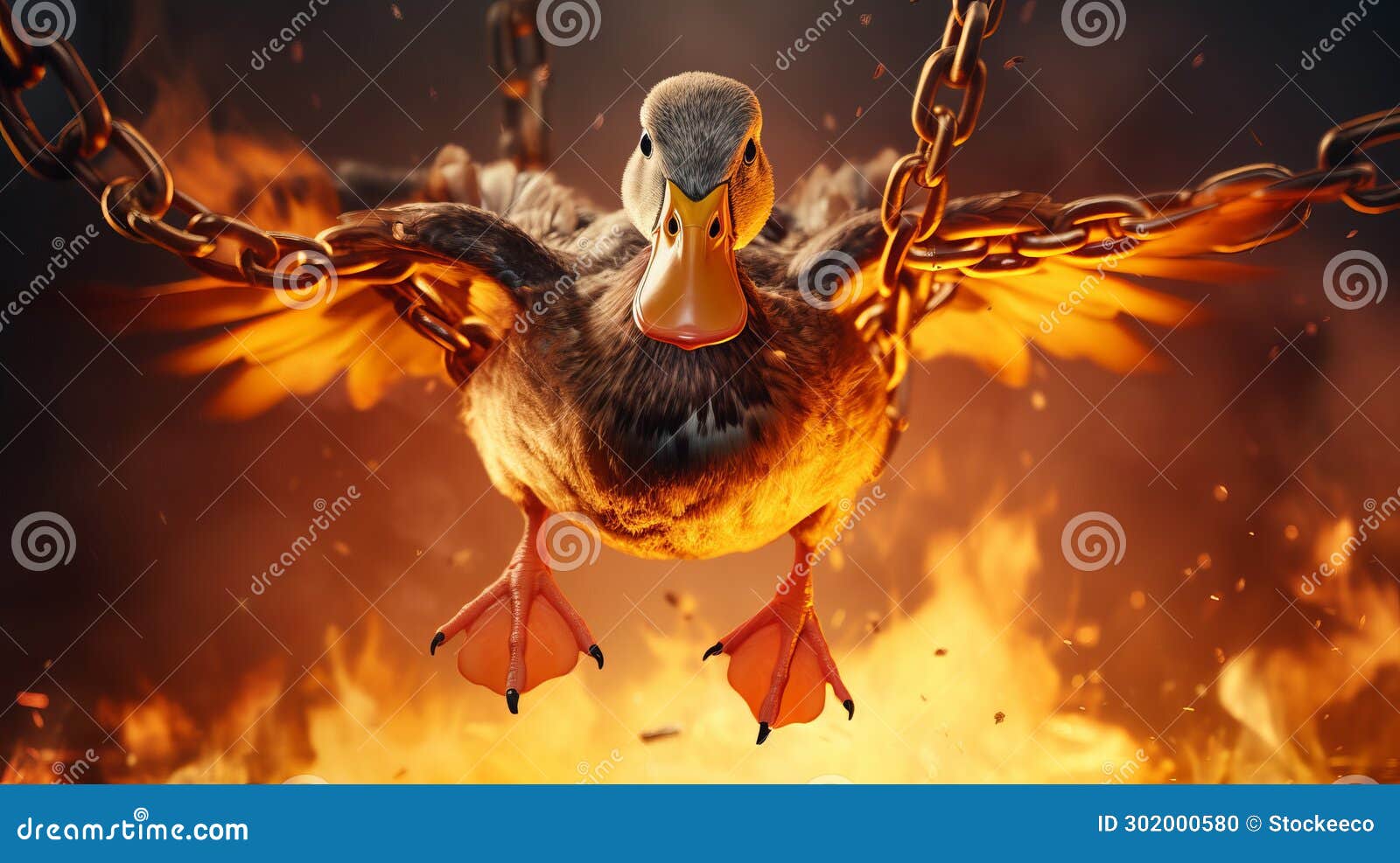 Emotionally Charged Portraits: a Duck Flying through Fire Stock ...