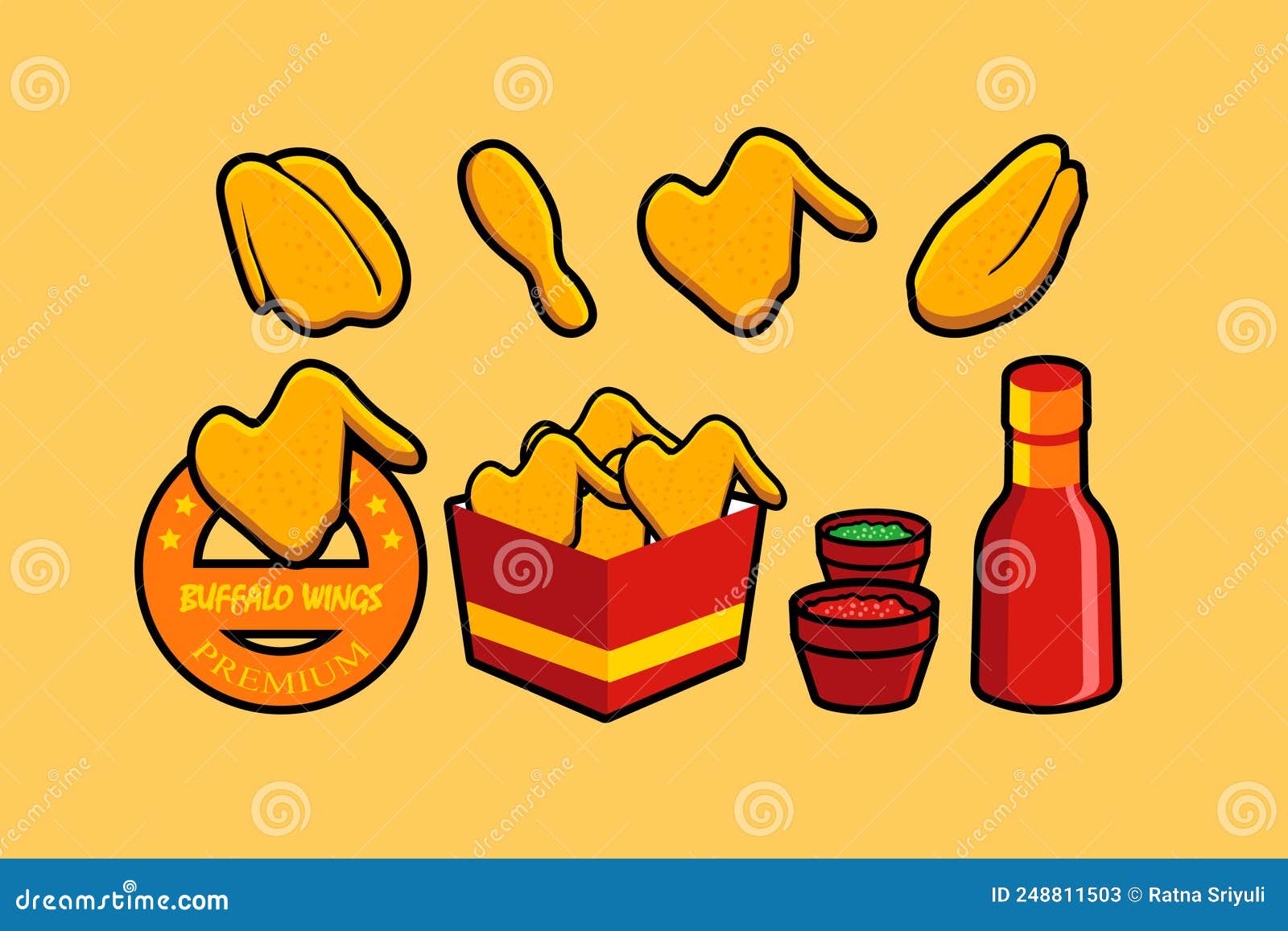 Chicken Wings Design Vector Set Stock Vector - Illustration of icons ...