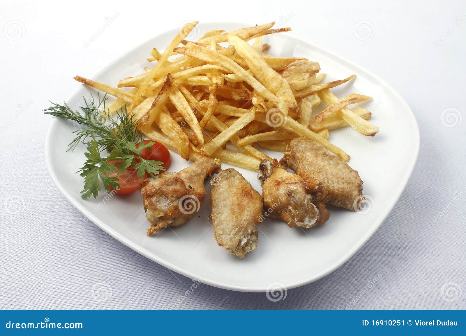 Chicken Wings with Fried Potatoes Stock Image - Image of diner, cuisine ...