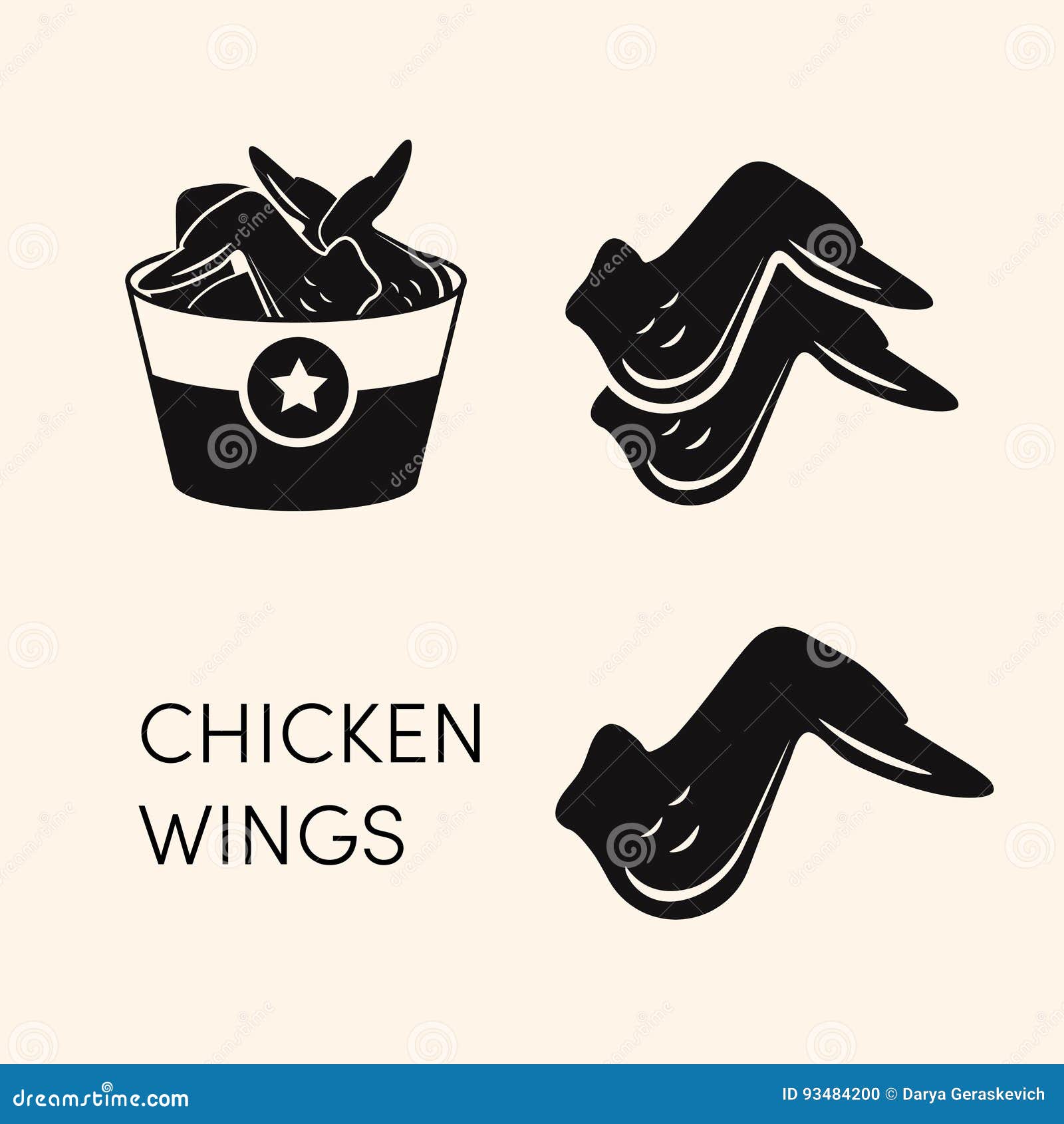 Chicken wings icons. stock vector. Illustration of poultry - 93484200