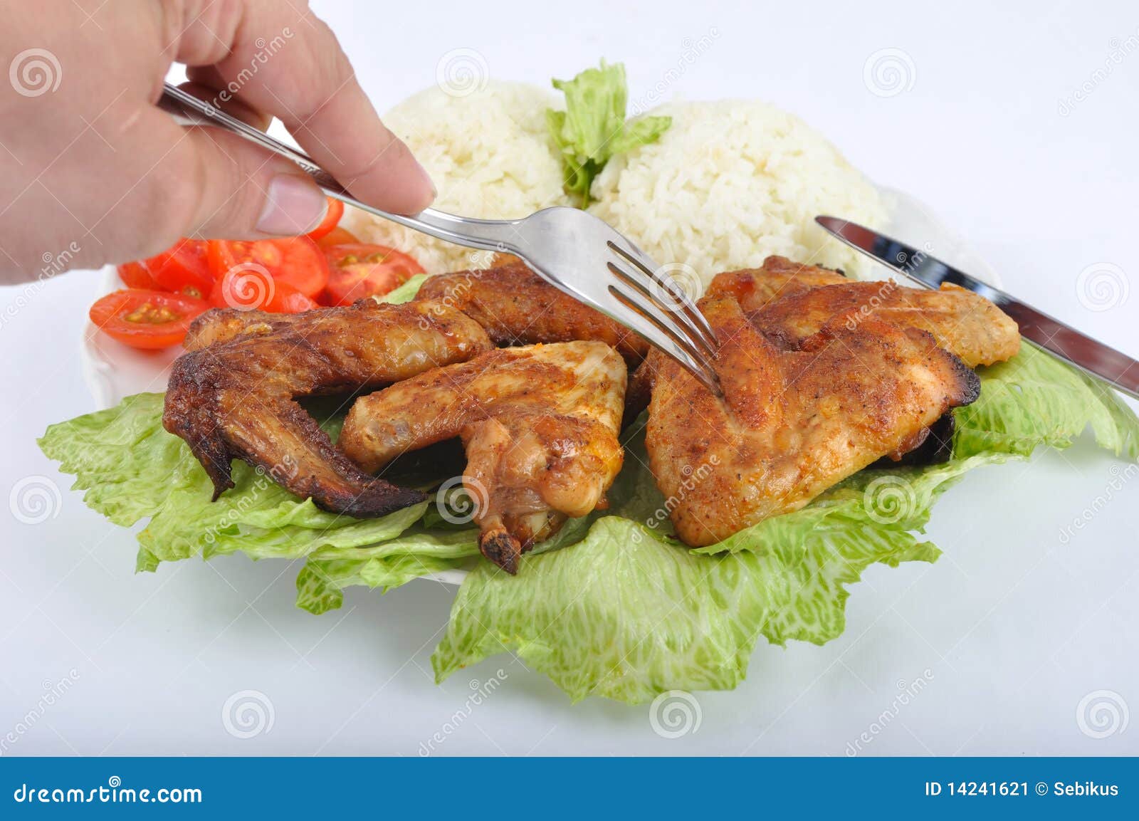 Chicken wings with rice stock image. Image of crispy - 14241621