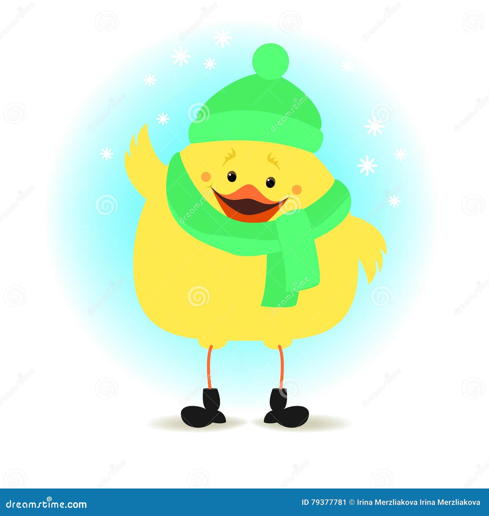 Chicken In Winter Clothes On The Winter Background Christmas Ve Cartoon ...