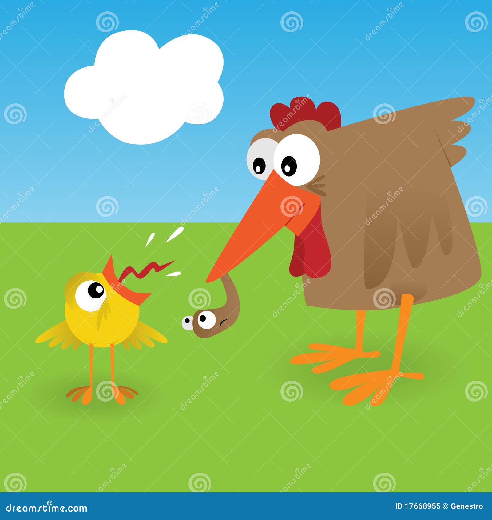 Chicken and worm stock vector. Illustration of little - 17668955