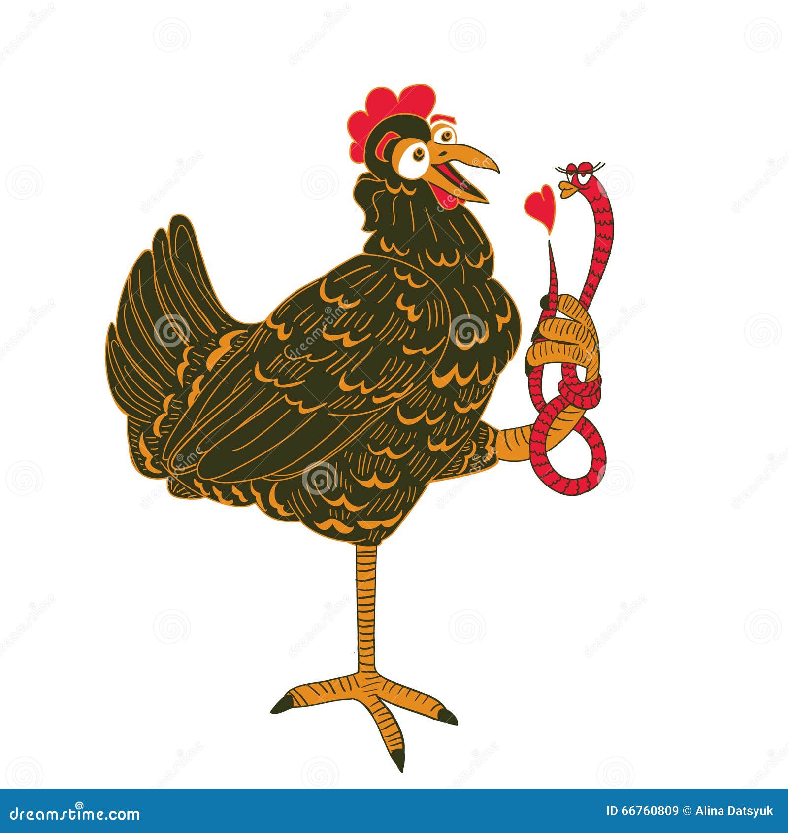 Chicken and Worm with Heart Stock Illustration - Illustration of funny ...