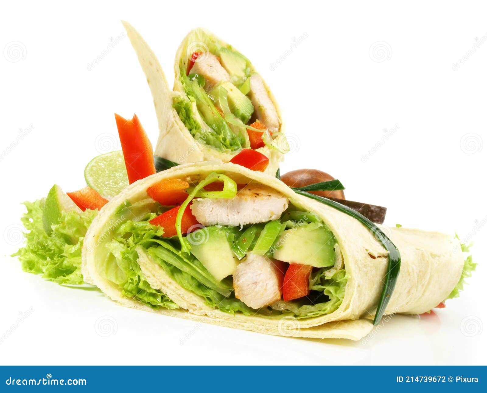 Isolated Chicken Wrap on White Background Stock Photo - Image of lunch ...