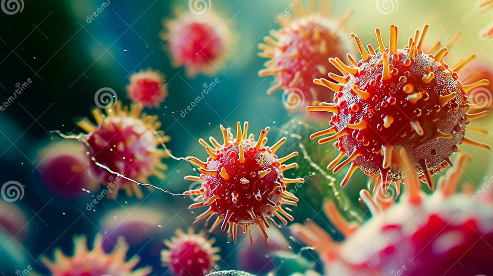 Chickenpox Under the Microscope. 3d Visualization Stock Illustration ...
