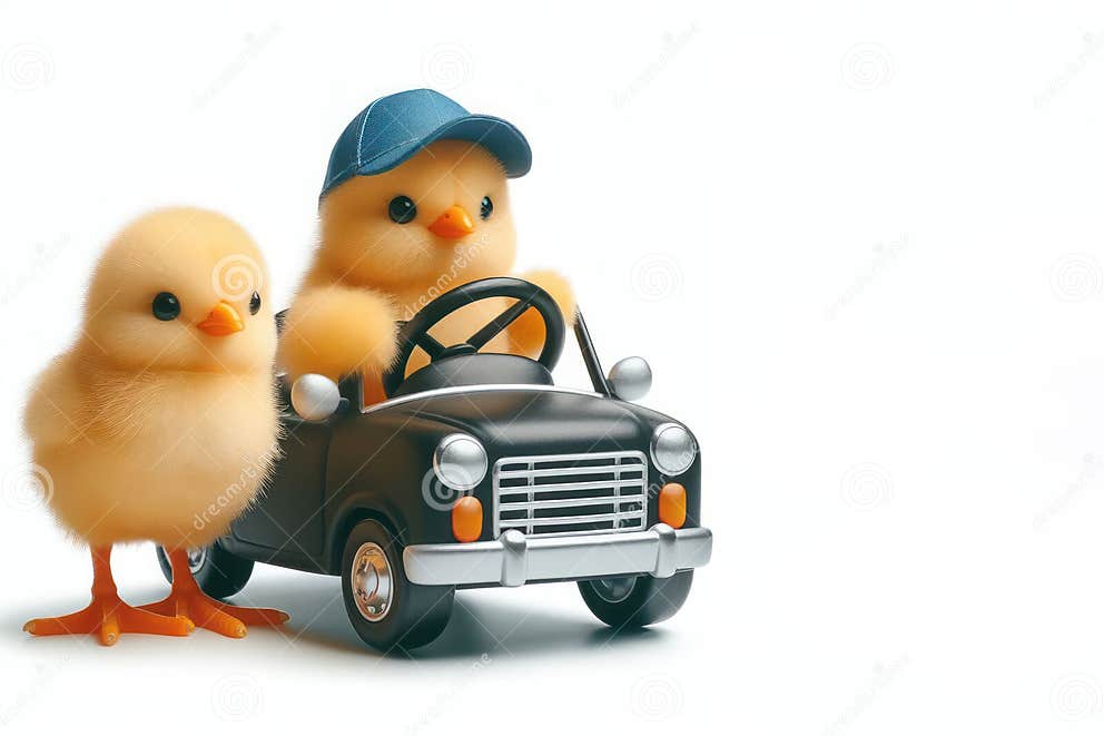 Chickens Driving a Car. Space for Text. Stock Illustration ...