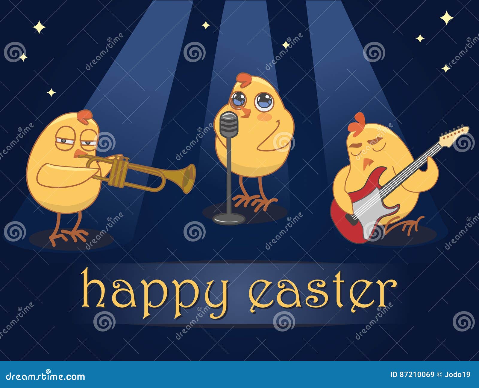 Chickens Musicians Trio Happy Easter Stock Vector - Illustration of ...
