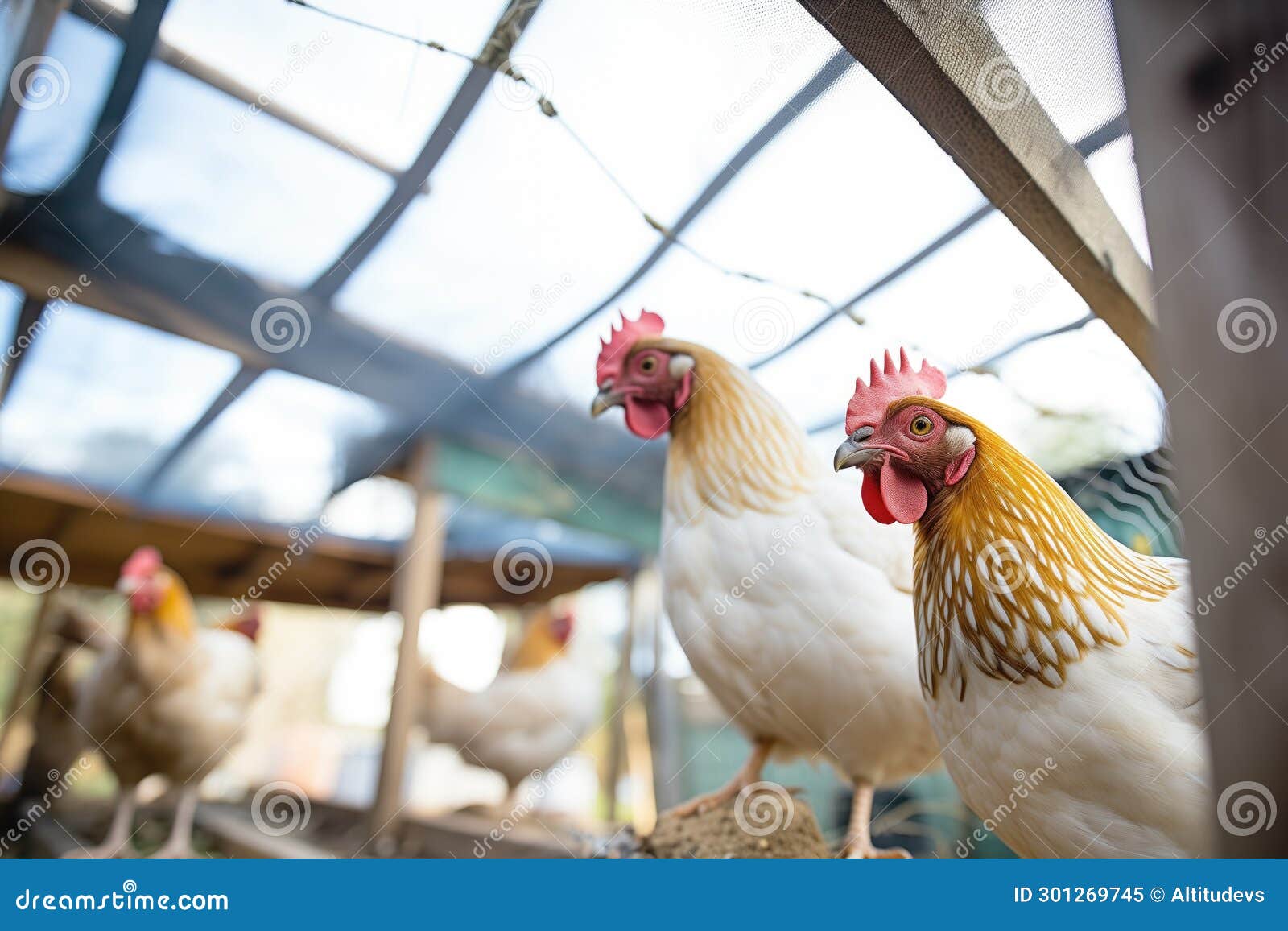 Chickens Pecking Around On A Dozen Eggs In Carton Stock Photo ...