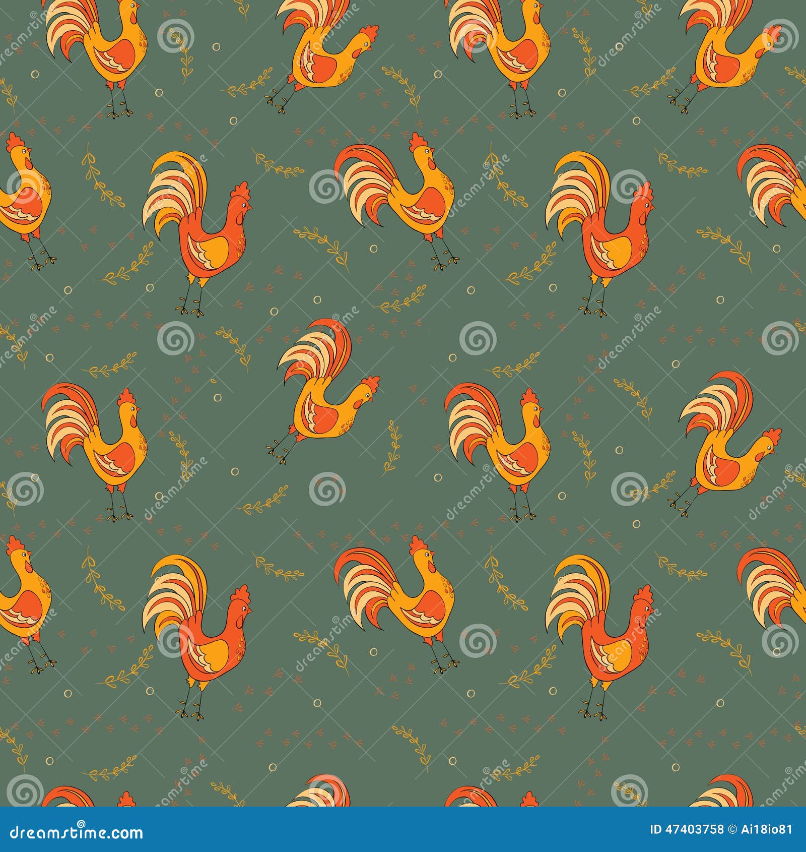Chickens seamless pattern stock vector. Illustration of elements - 47403758
