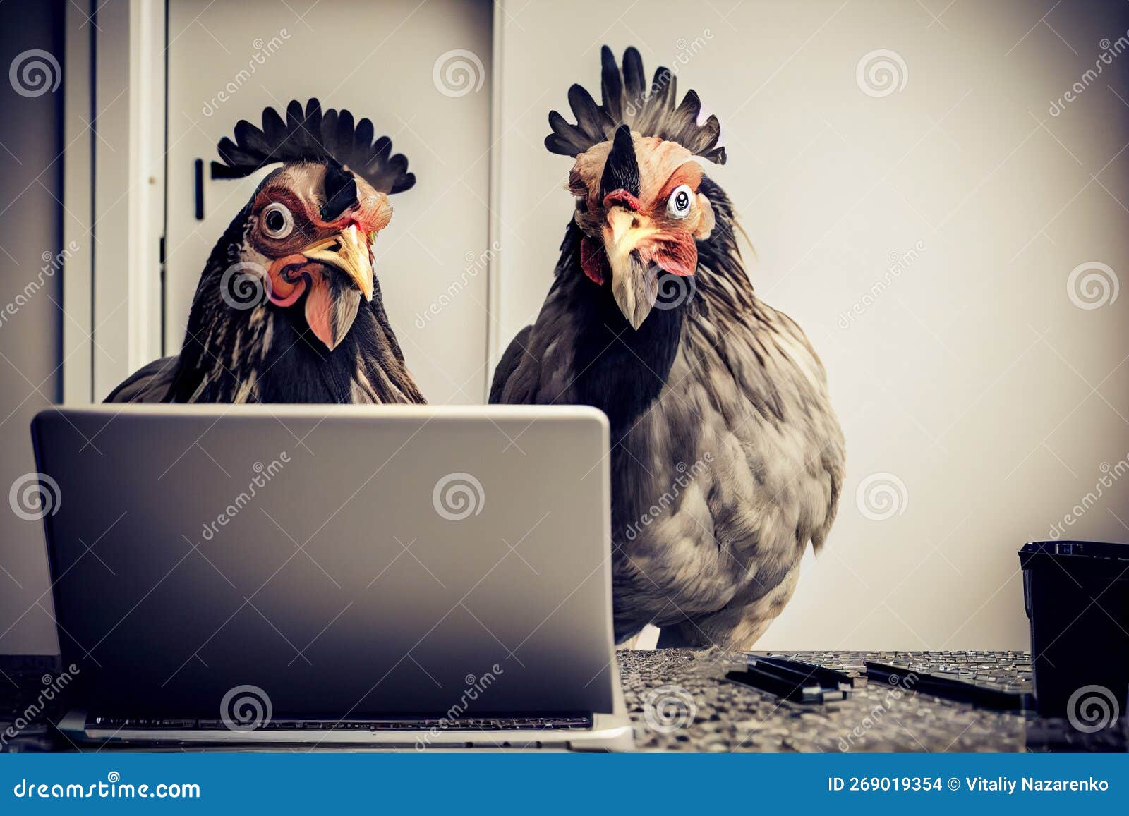 Chickens Staring at a Laptop Screen. AI Generated. Stock Photo - Image ...
