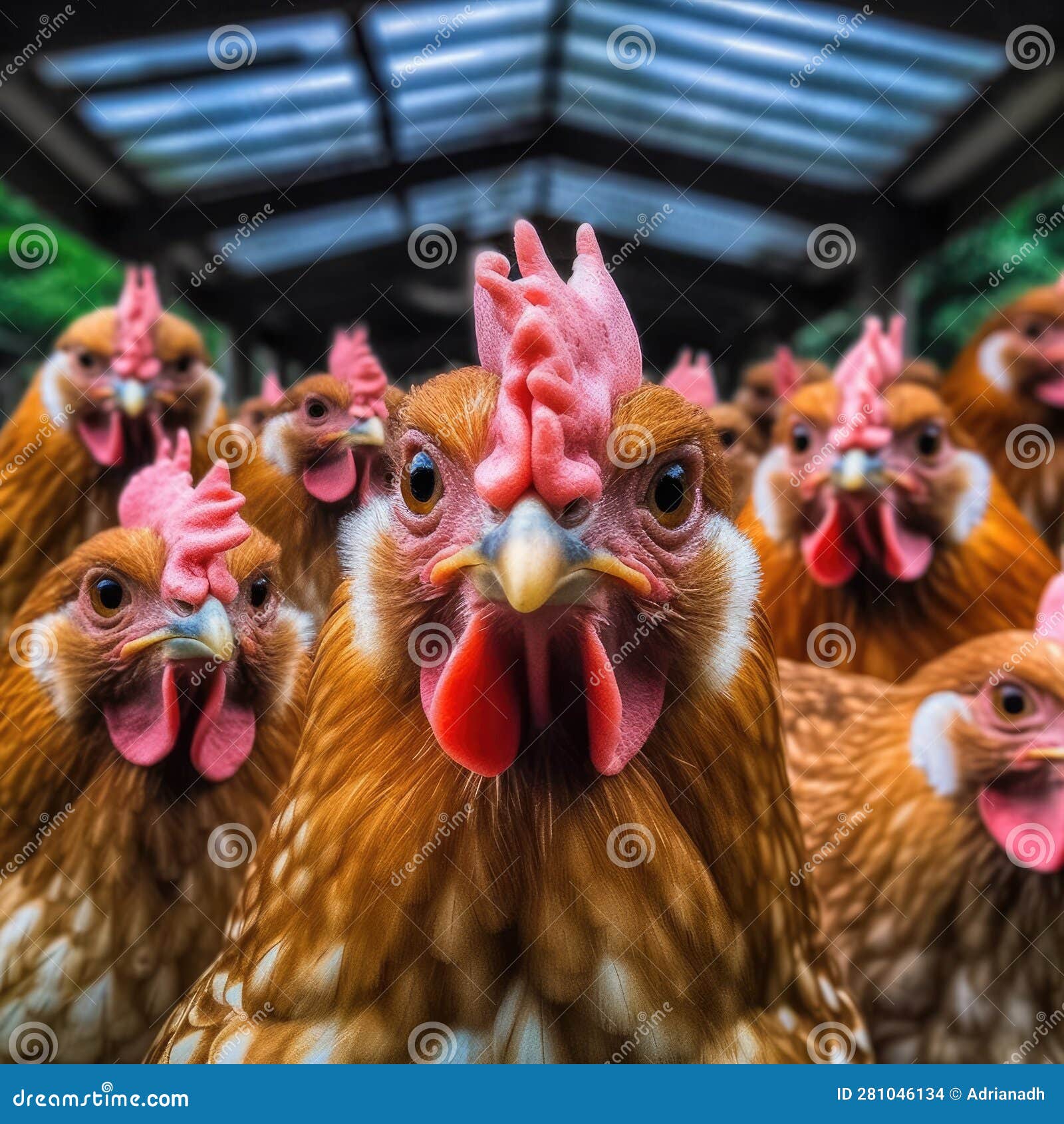 Chickens Waiting To Be Fed Up Stock Photo - Image of birds, full: 281046134