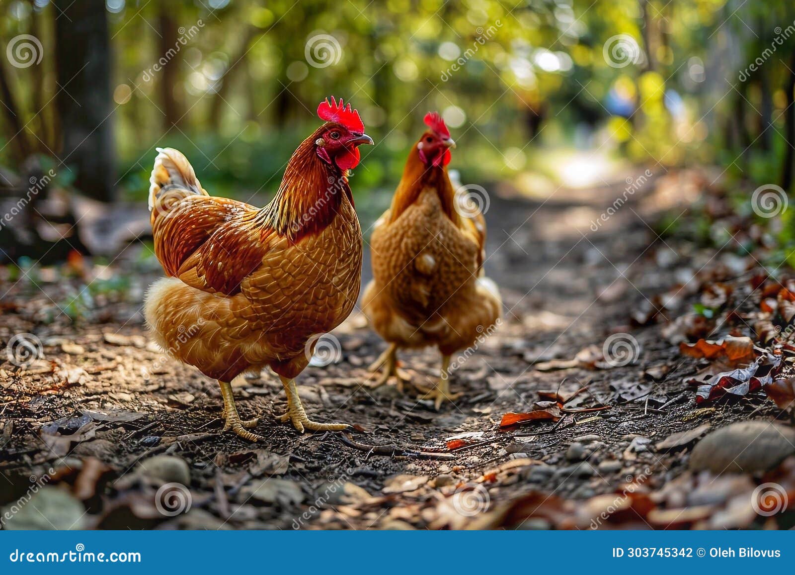 Chickens are Walking on the Ground in the Garden. Stock Photo - Image ...