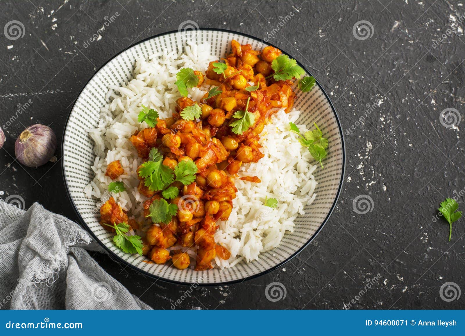 Chickpea Curry with Basmati Rice Stock Image - Image of chickpea ...