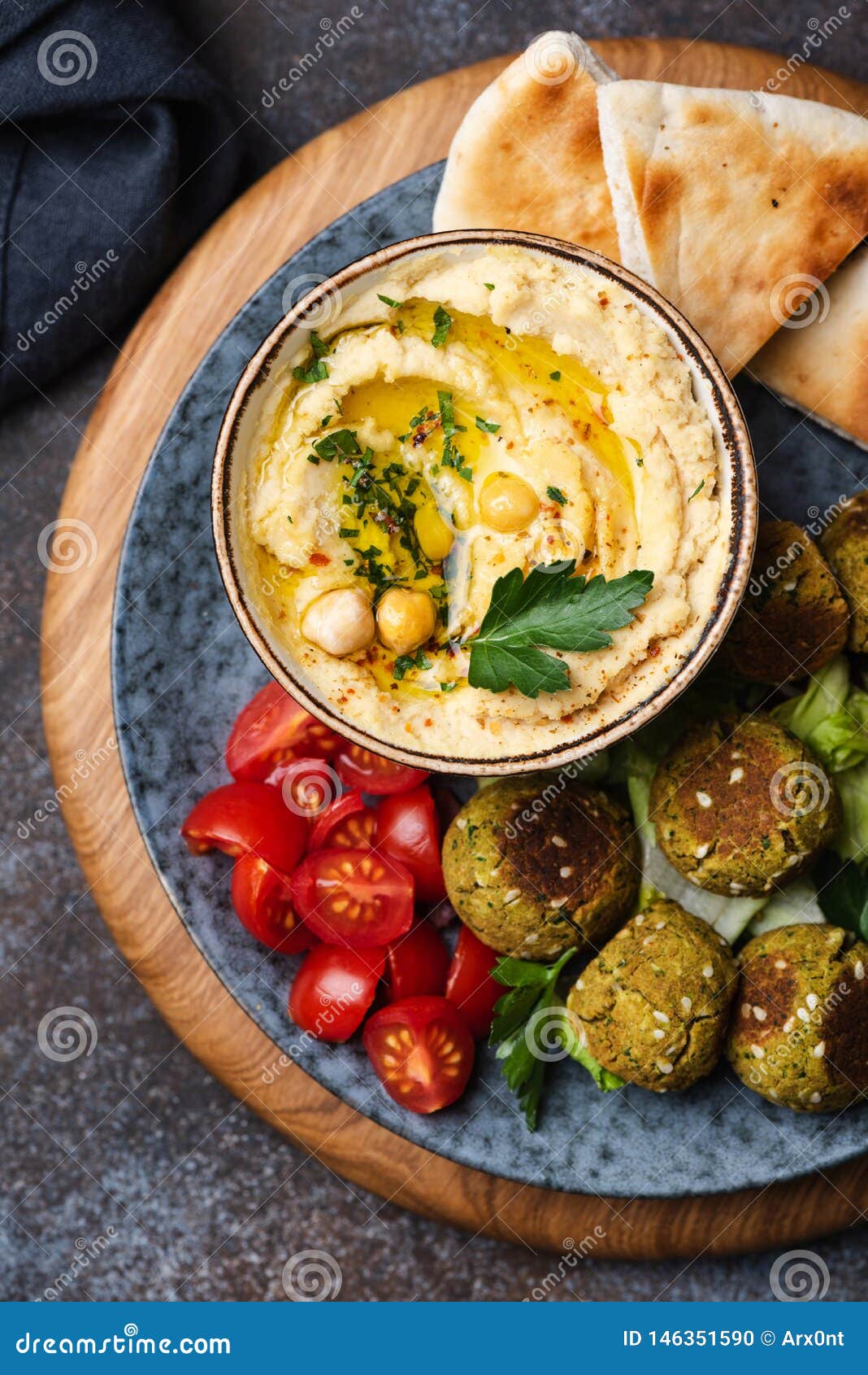 Chickpea Hummus and Falafel Stock Photo - Image of cutting, meal: 146351590