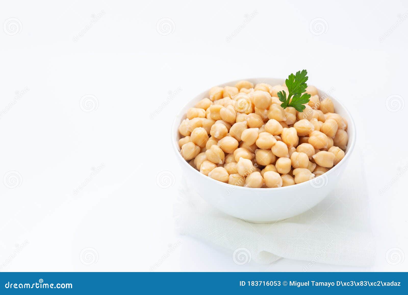 Chickpeas on Plate, Isolated on White Background. Stock Image - Image ...