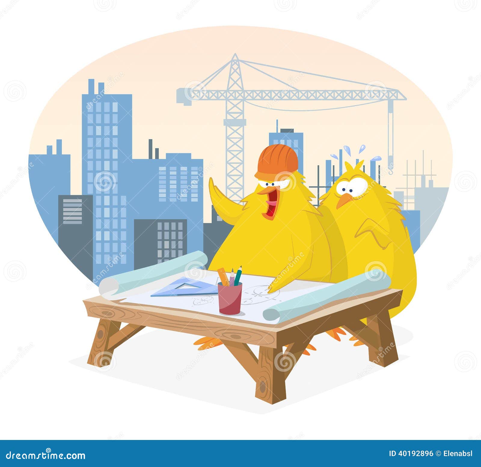 Chicks Discussing A Construction Project Stock Vector - Illustration of ...