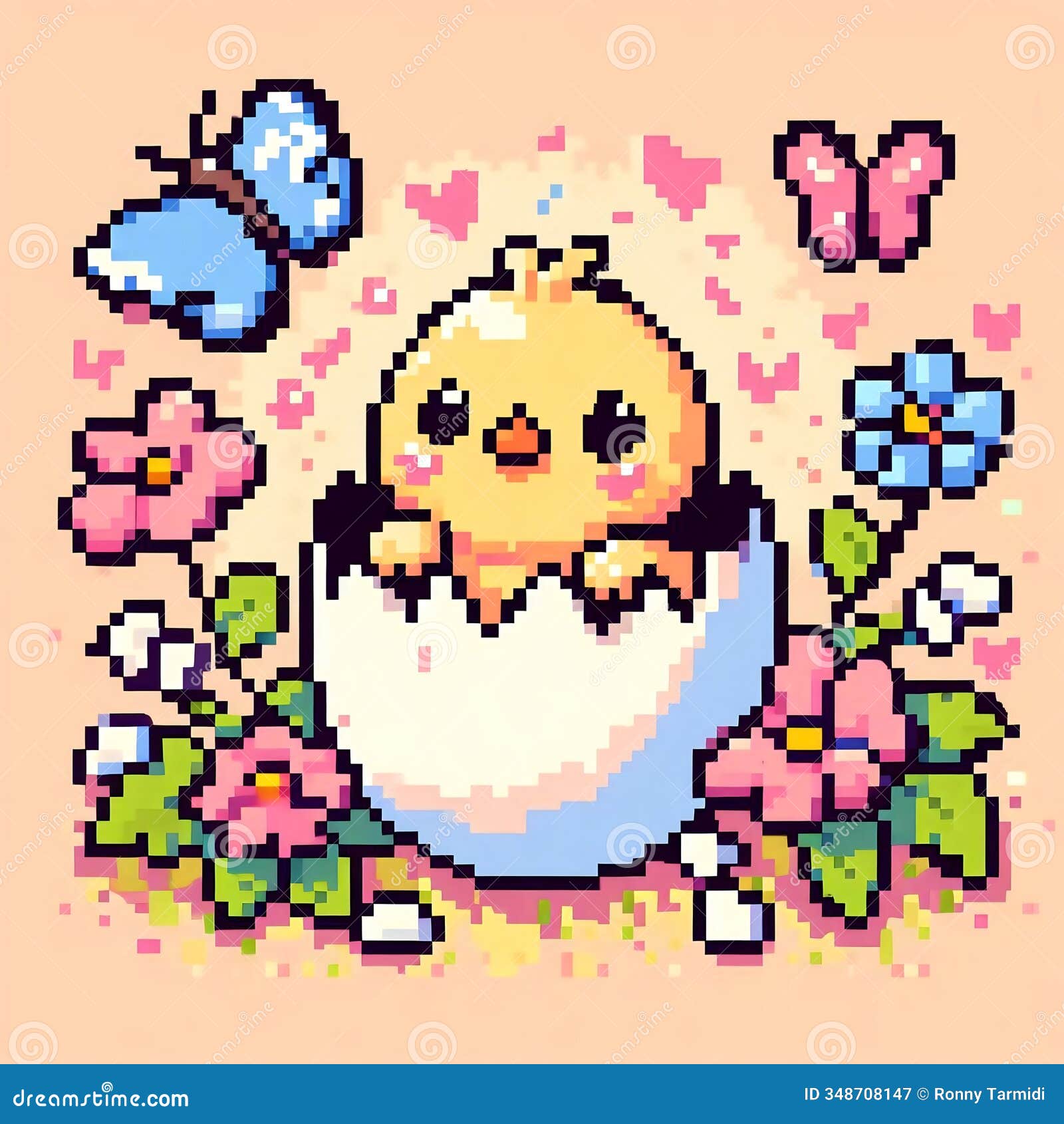 Chicks Hatch, Pixel Art Royalty-Free Stock Photo | CartoonDealer.com ...