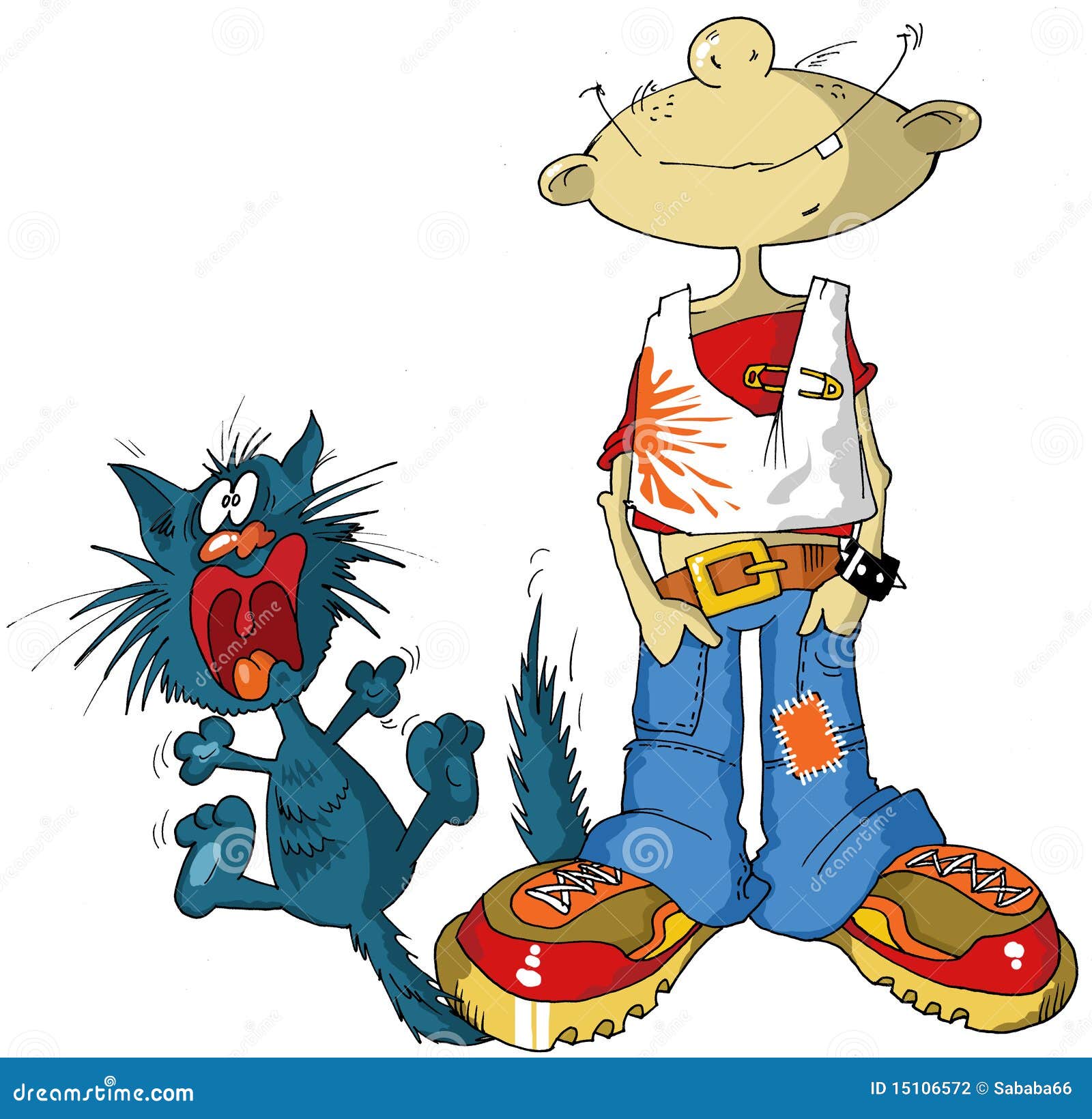 Chico y gato stock de ilustración. Ilustración de crazy - 15106572