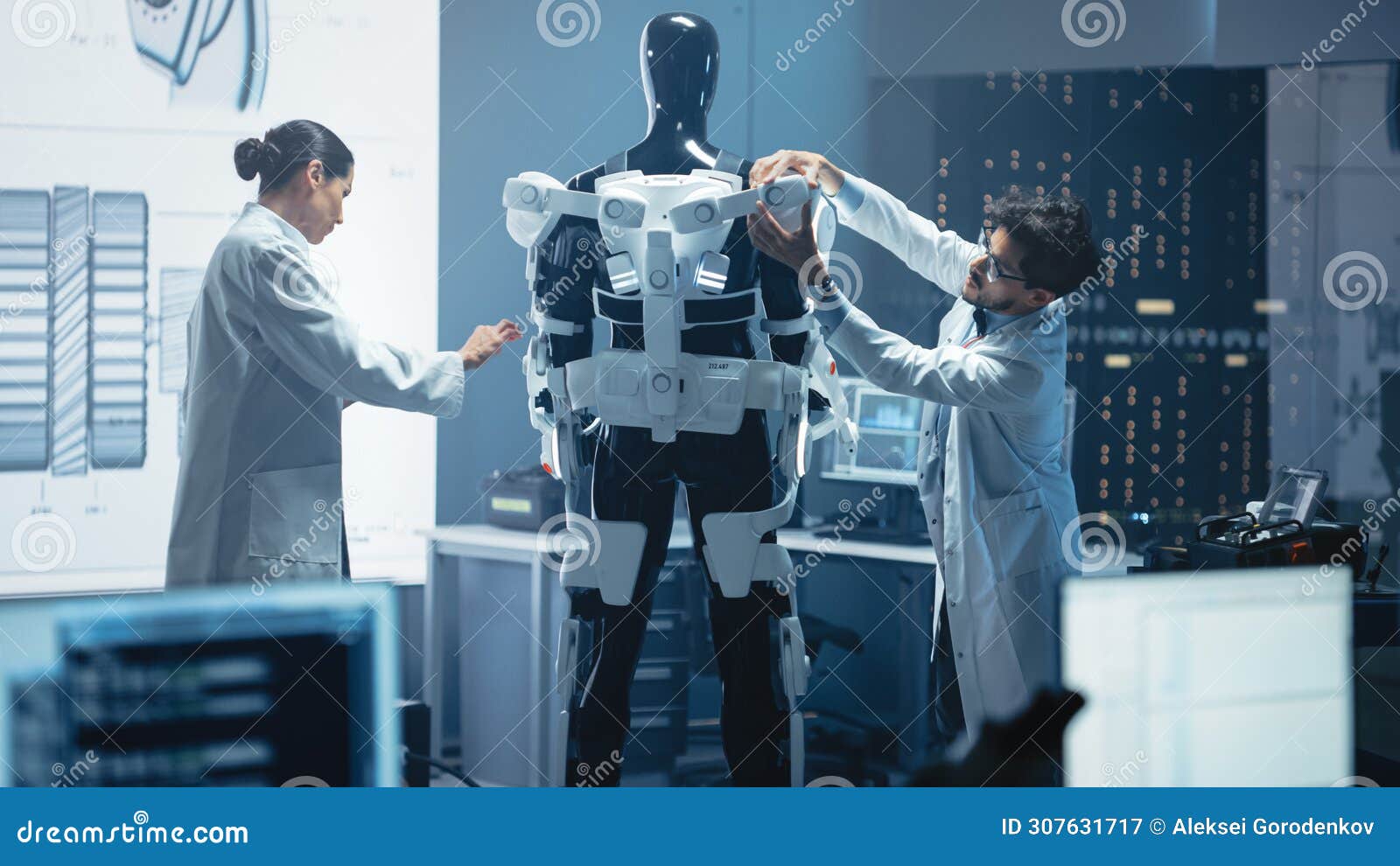 Chief Analyst Uses Computer, Female Engineer and Top Male Scientist ...