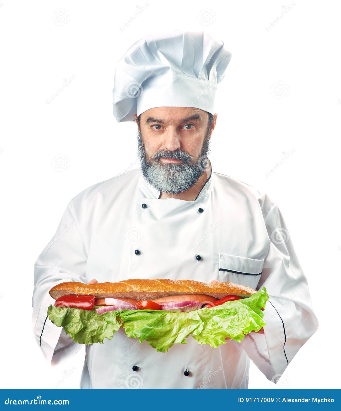Chief Cook Holding Big Sandwich Stock Image - Image of attractive ...