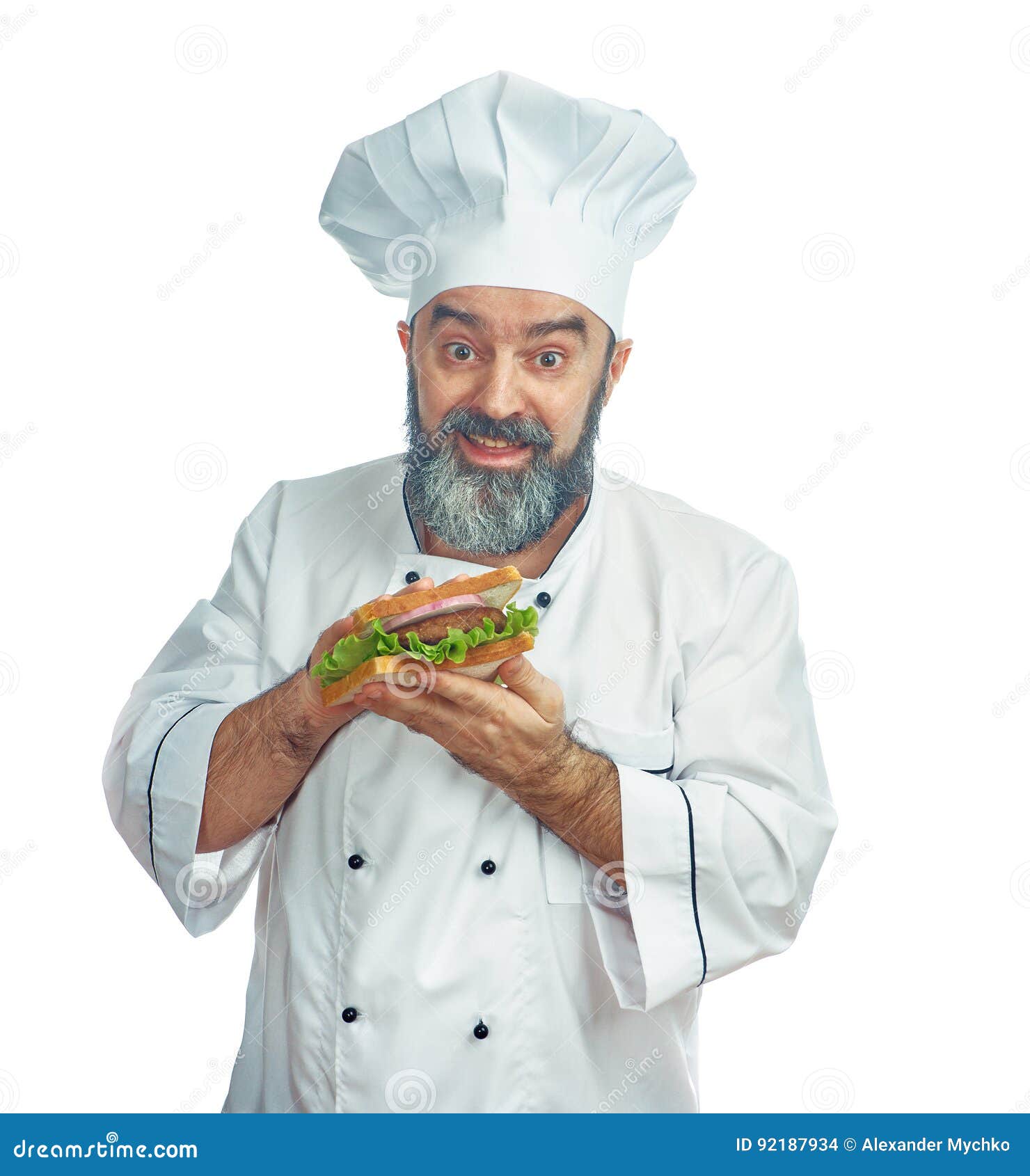 Chief Cook Holding Big Sandwich Stock Photo - Image of happy, caucasian ...