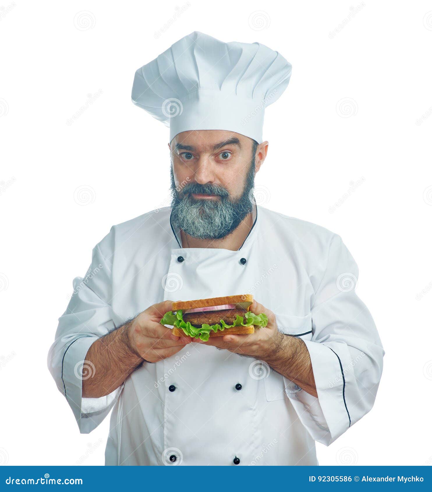 Chief Cook Holding Big Sandwich Stock Photo - Image of person, chef ...