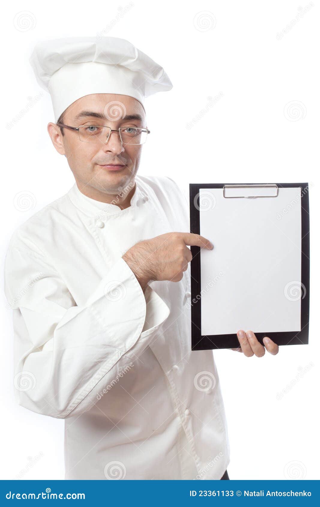 Chief cook showing menu stock image. Image of points - 23361133