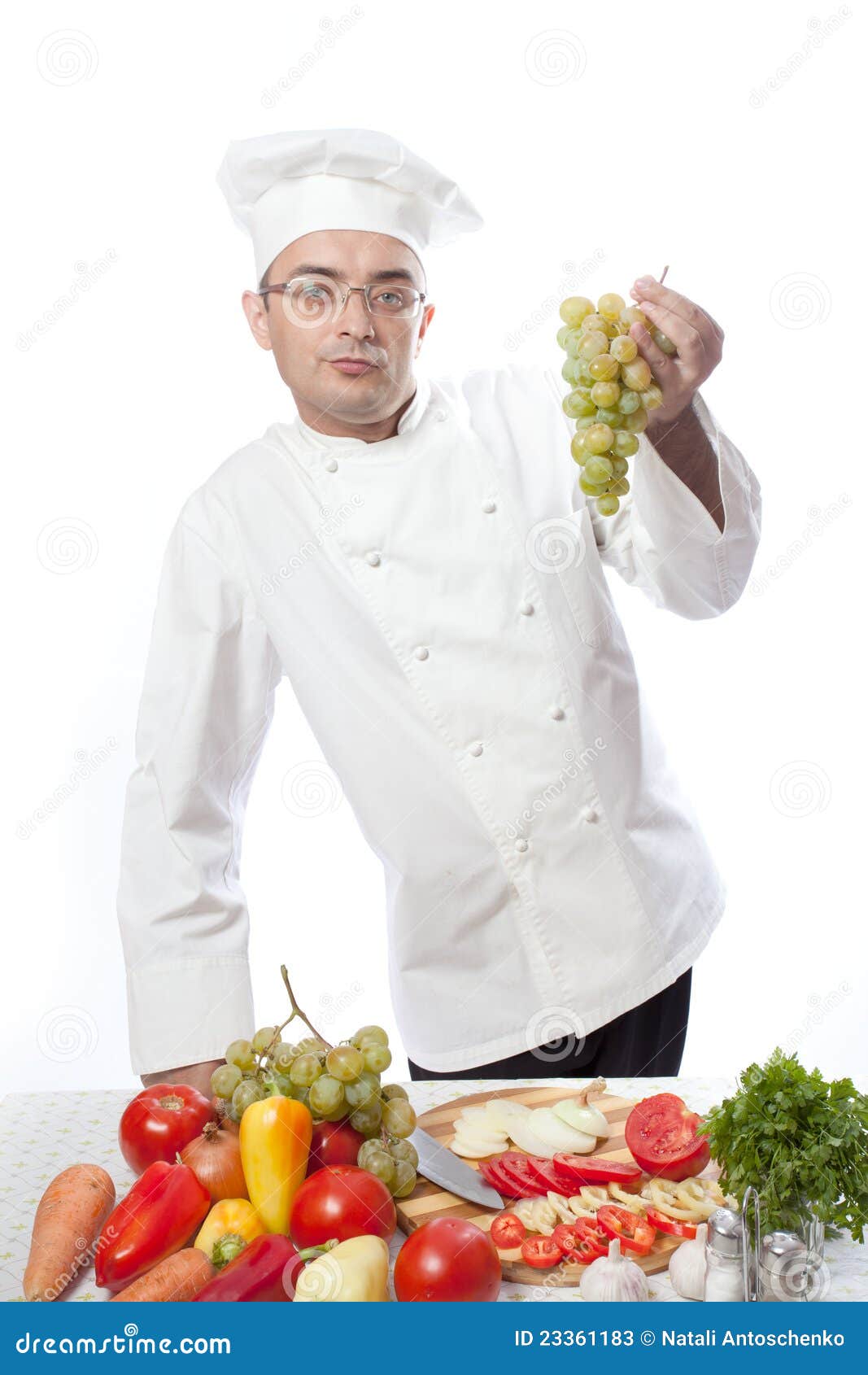 Chief cook and white grape stock image. Image of adult - 23361183