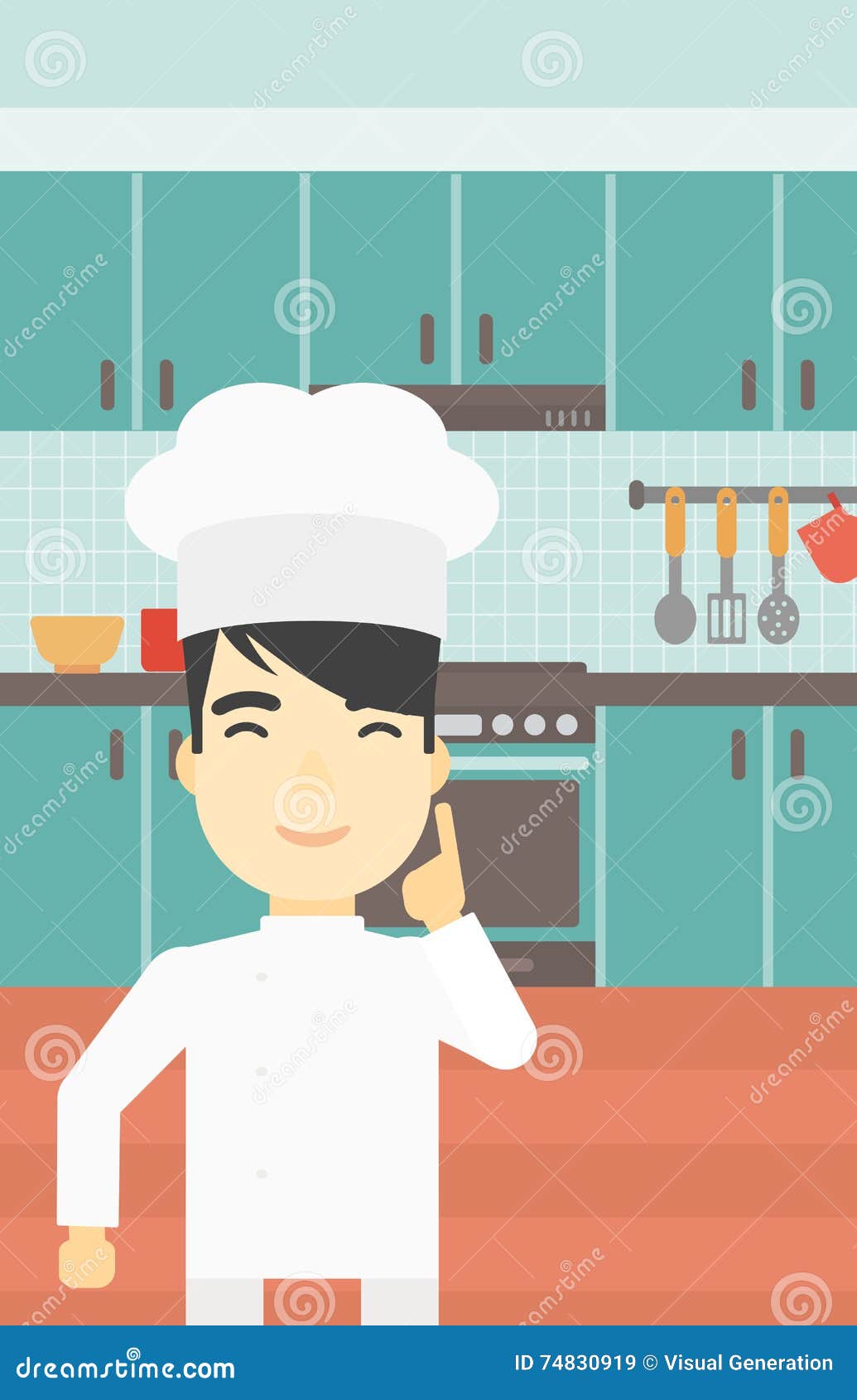 Chief Cooker Having Idea Vector Illustration. Stock Vector ...