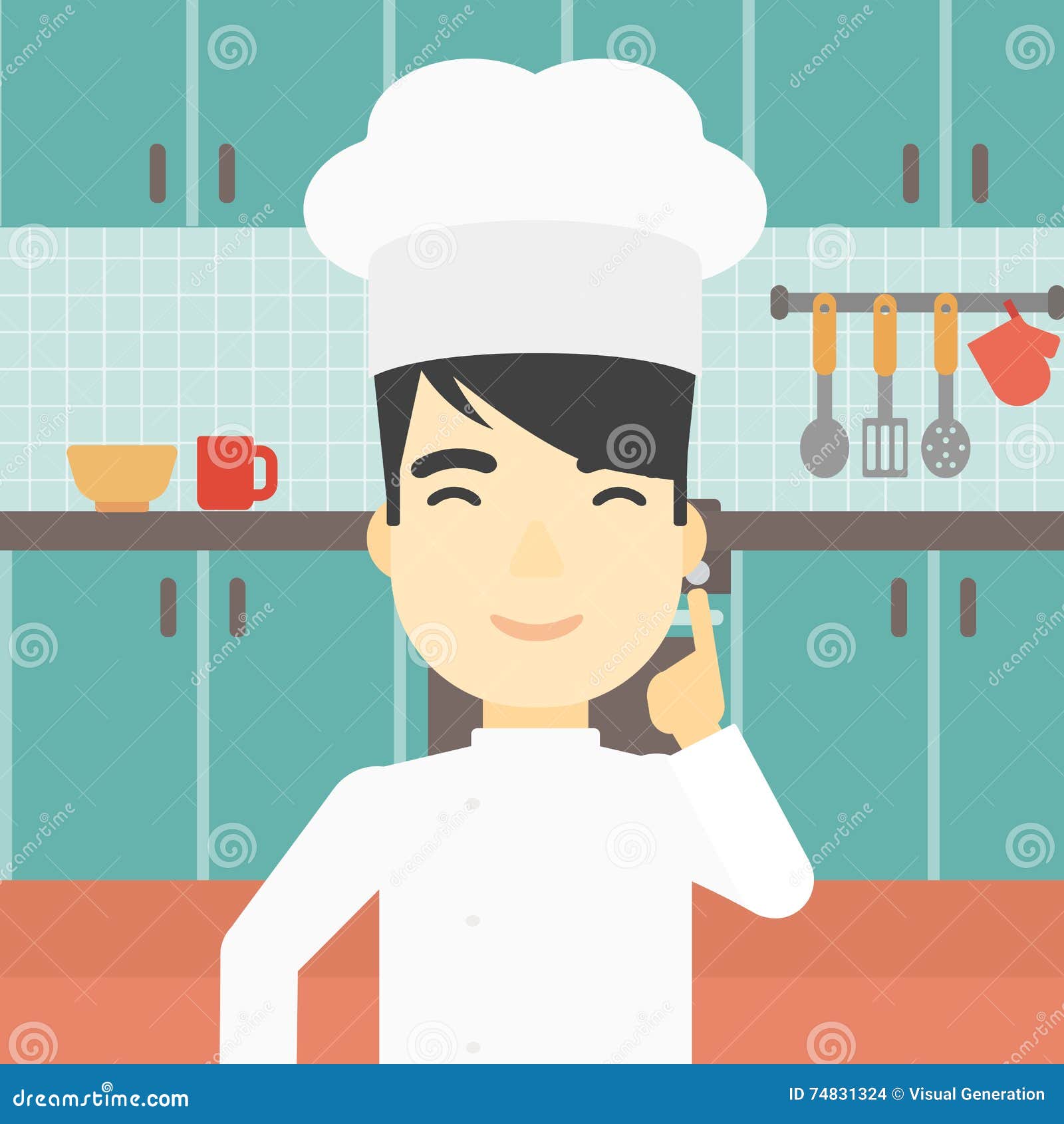 Chief Cooker Having Idea Vector Illustration. Stock Vector ...