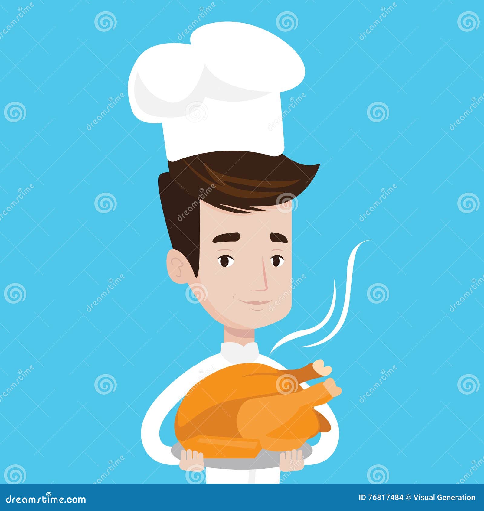 Chief Cooker Holding Roasted Chicken. Stock Vector - Illustration of ...