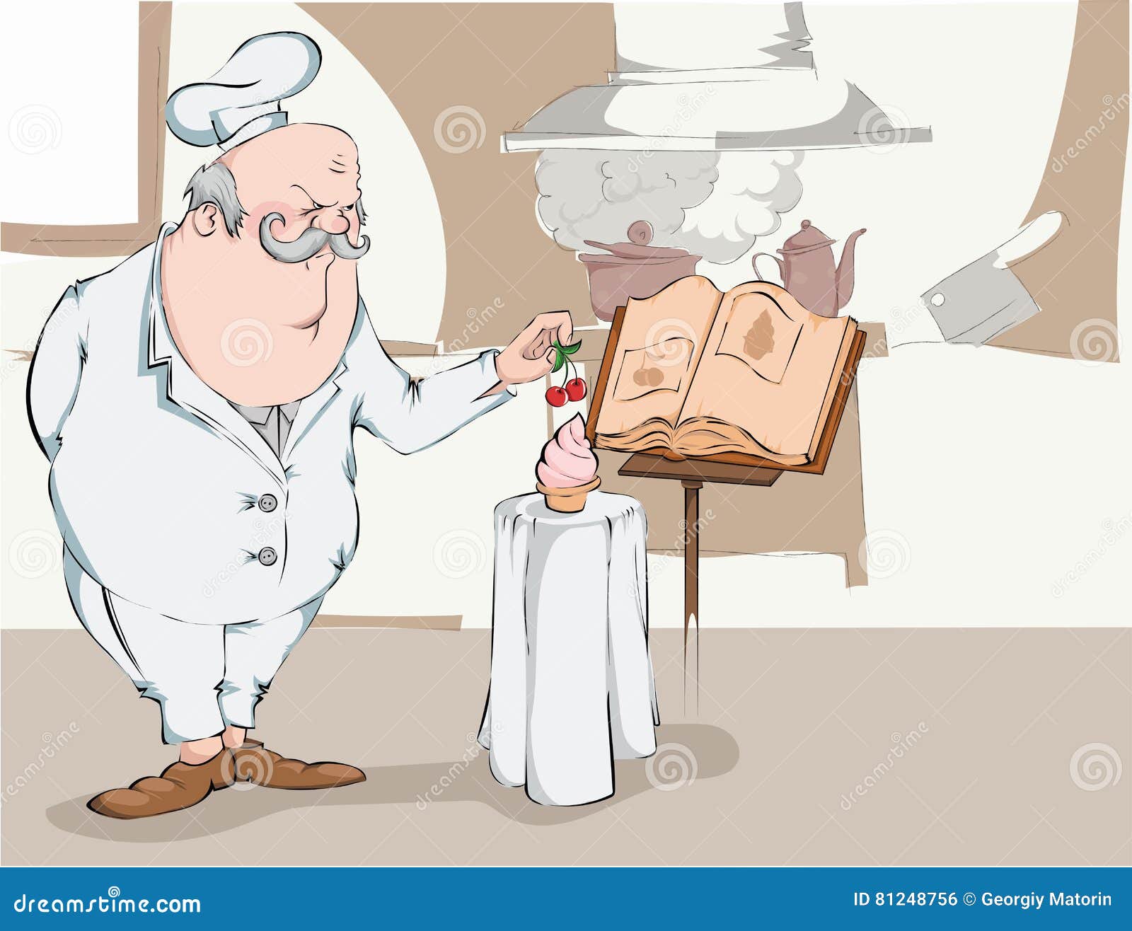 Chief Cooker Holding Roasted Chicken. Cartoon Vector | CartoonDealer ...