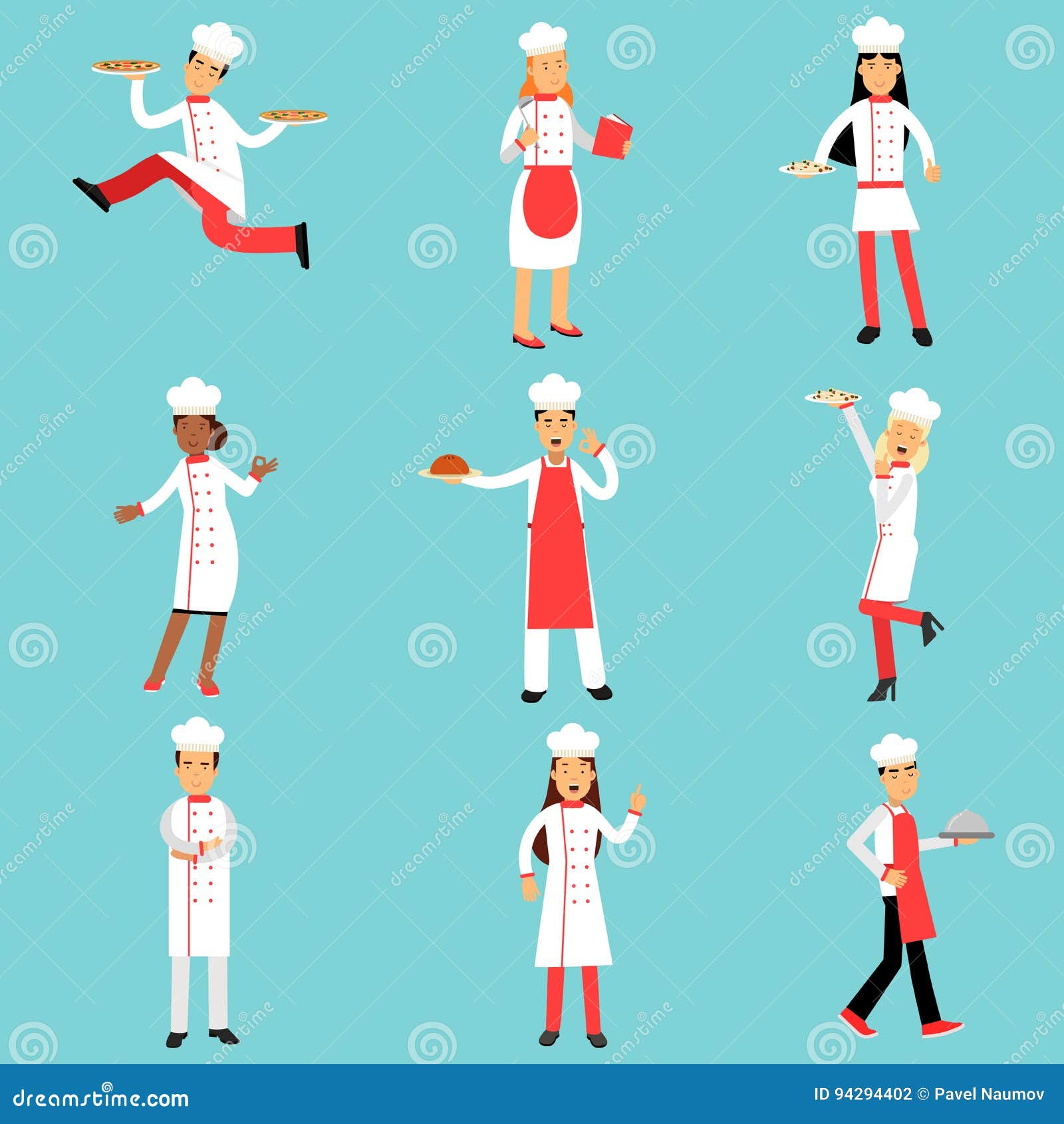 Chief Cooks and Bakers at Work Set. Professional Kitchen Staff ...