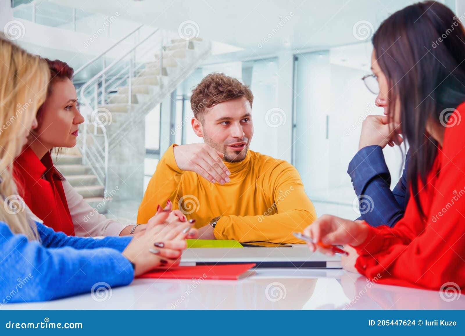 The Chief Designer Leads the Meeting Stock Photo - Image of group ...