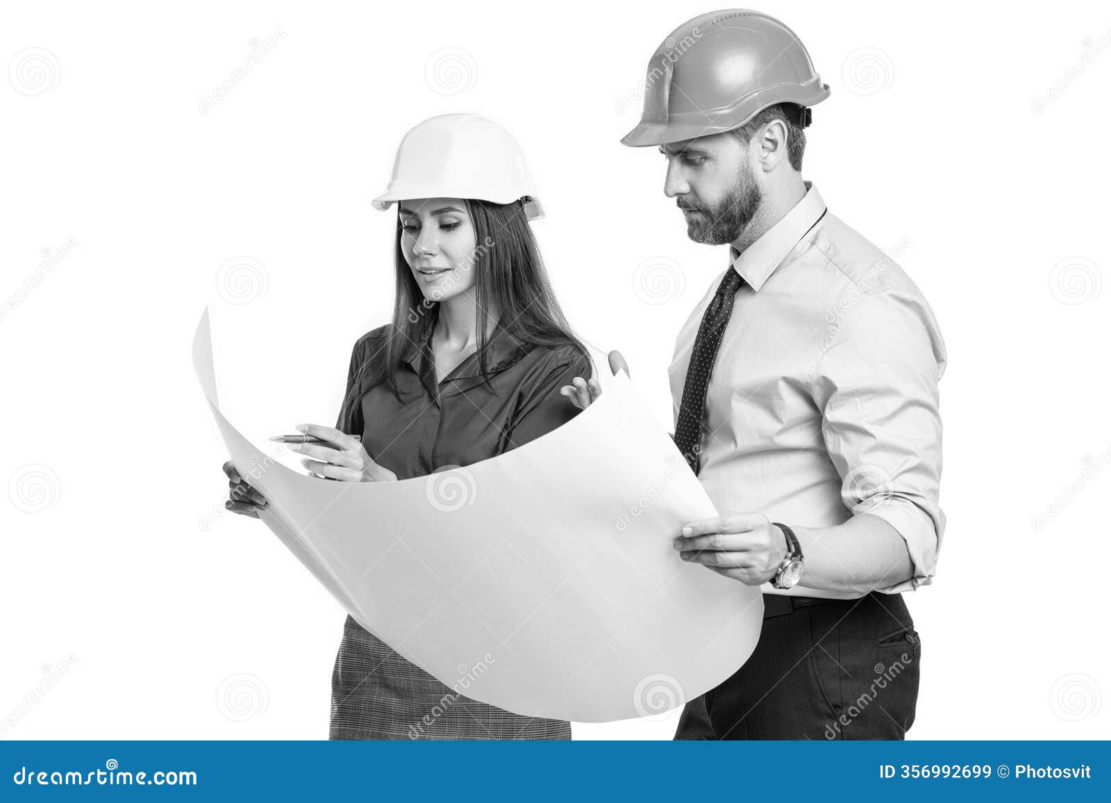 Chief Engineer and Architect in Hardhat Isolated White. Safety Business ...