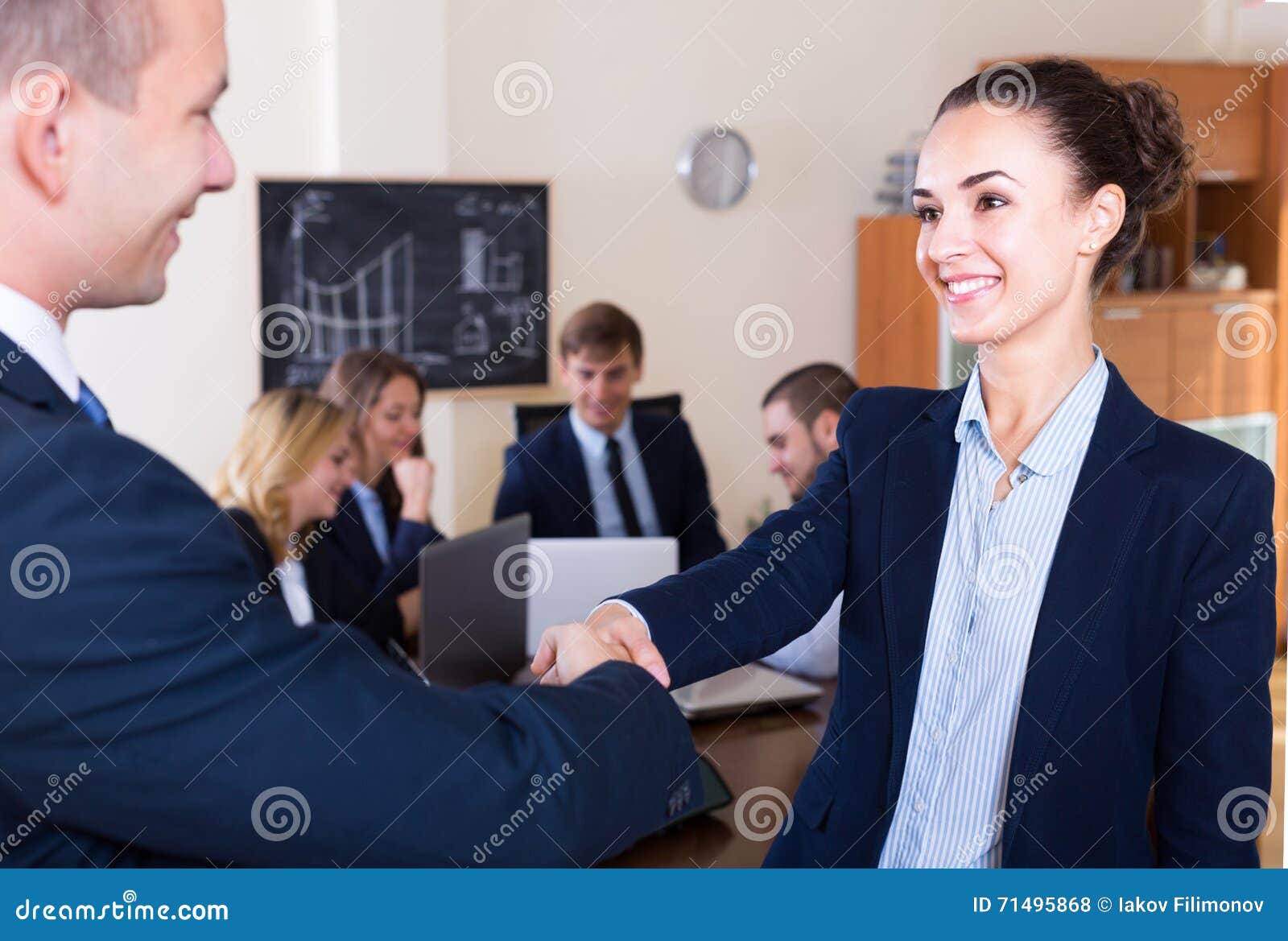 Chief Greeting a Member and Celebrating Stock Photo - Image of greeting ...