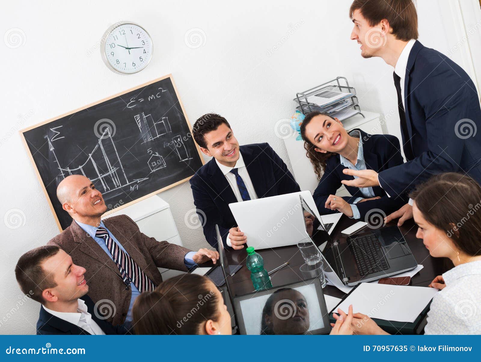 Chief with Officials Preparing Contract Stock Image - Image of focused ...