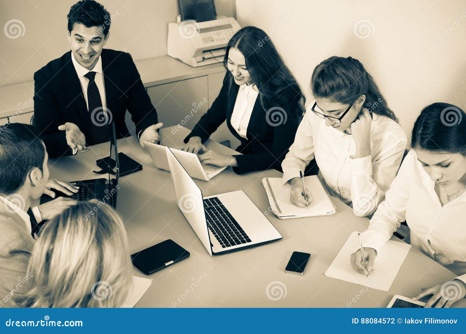 Chief with Professional Officials Discussing Preparing Contract Stock ...