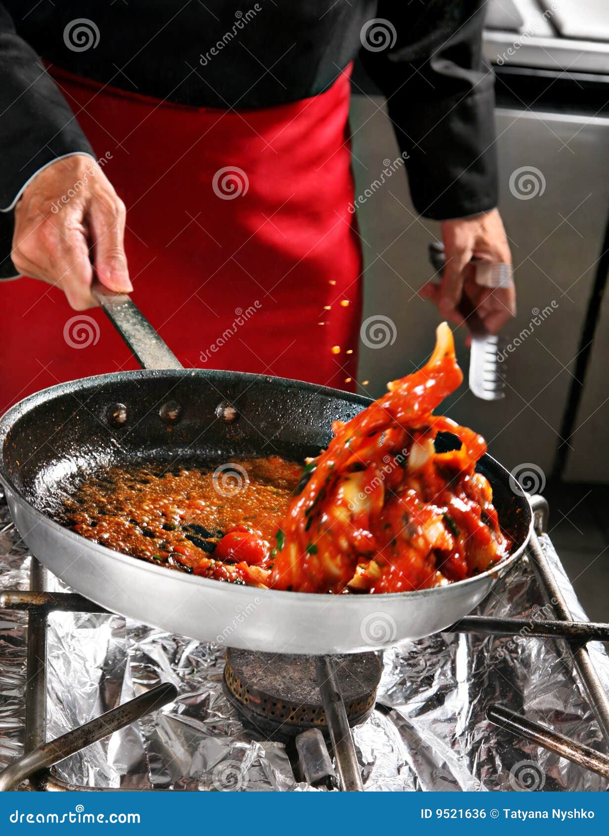 Chief shaking food stock photo. Image of preparation, fried - 9521636