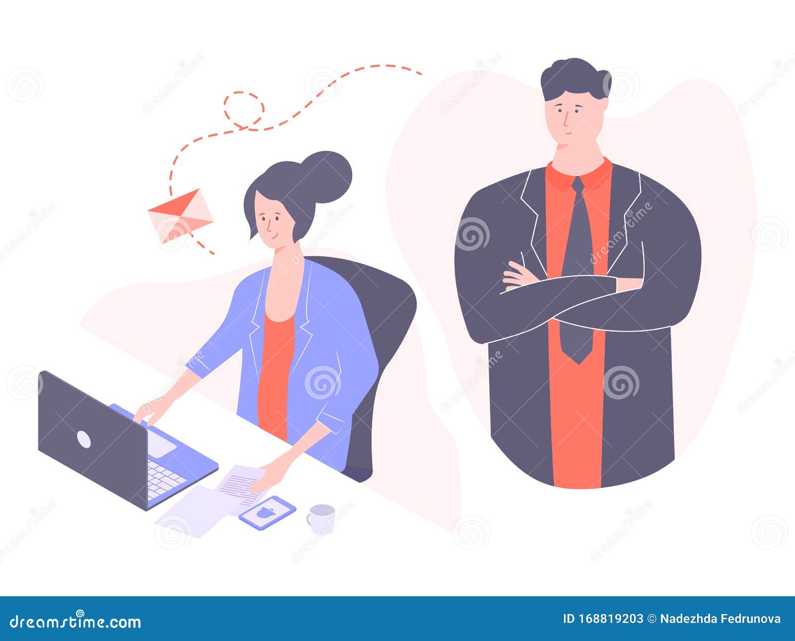 Chief and subordinate. stock vector. Illustration of career - 168819203