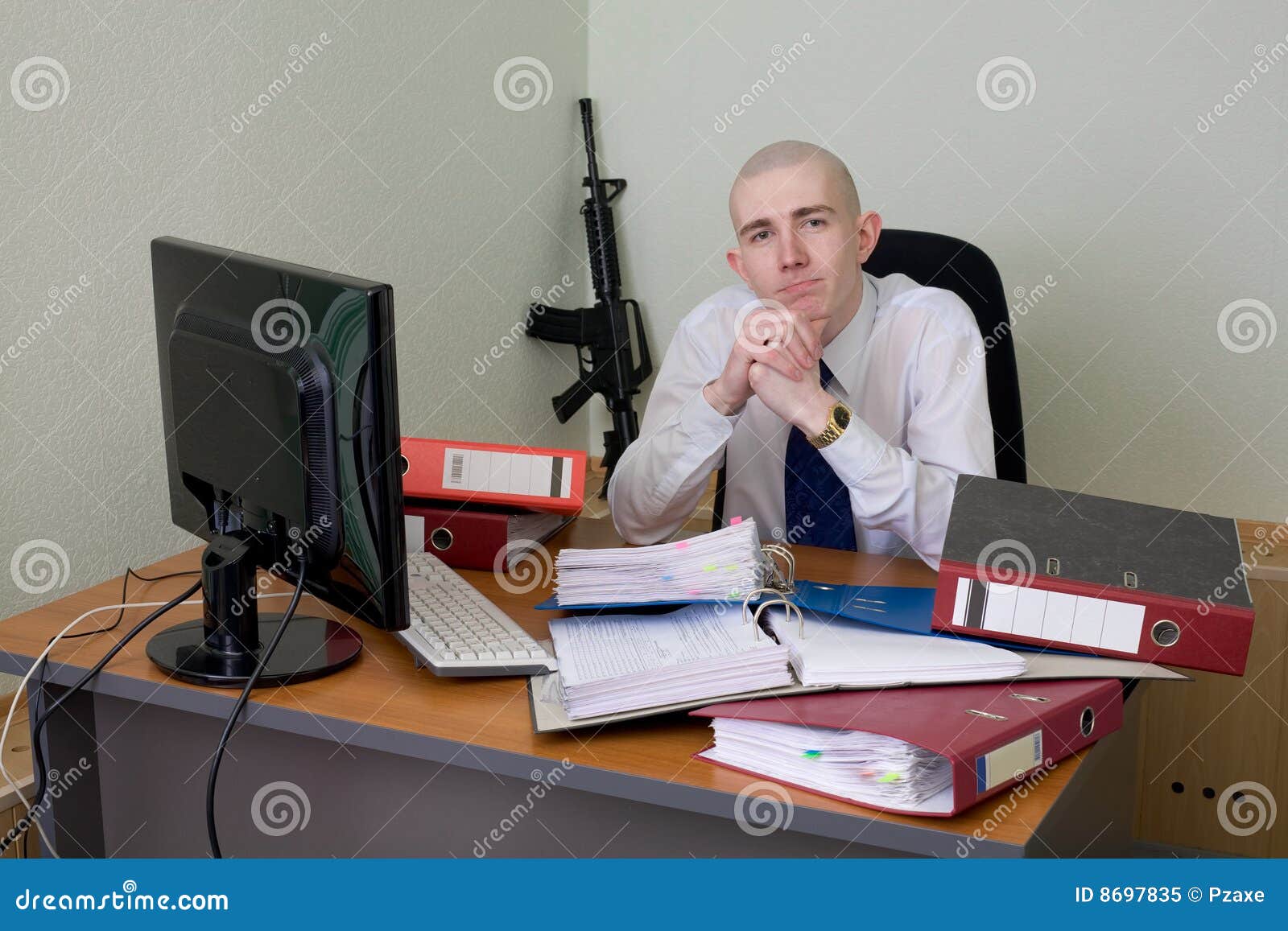 Chief on a Workplace with a Rifle on a Background Stock Image - Image ...
