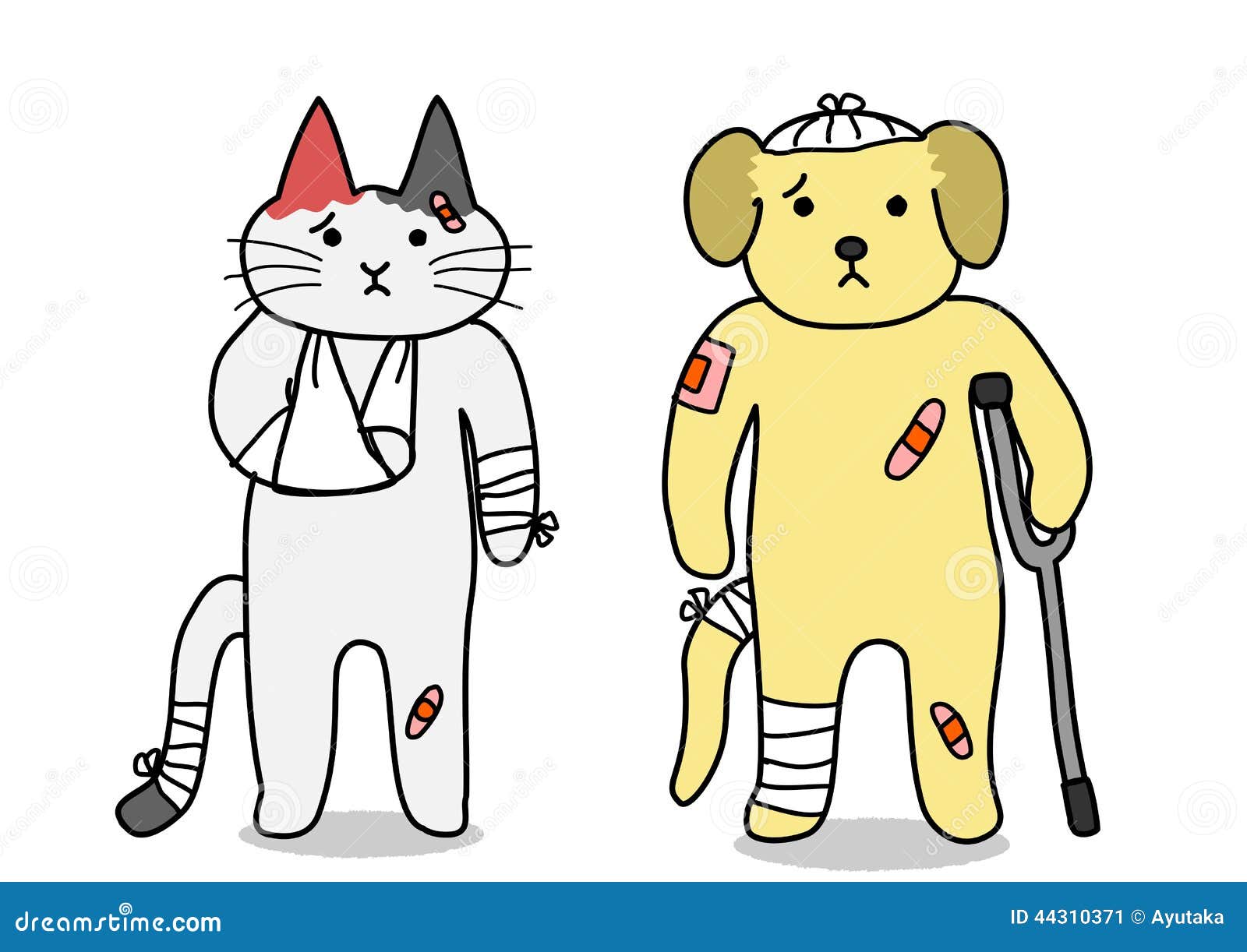 Chien et chat, blessure illustration de vecteur. Illustration du ...