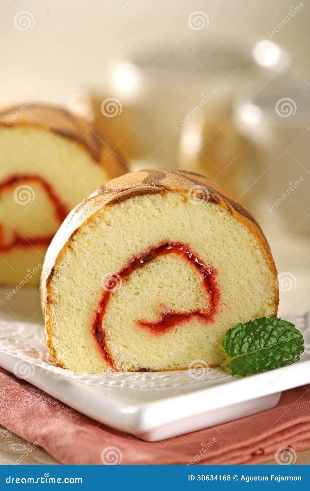 Chiffon Roll cake stock photo. Image of snack, strawberry - 30634168