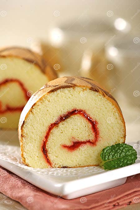 Chiffon Roll cake stock photo. Image of snack, strawberry - 30634168