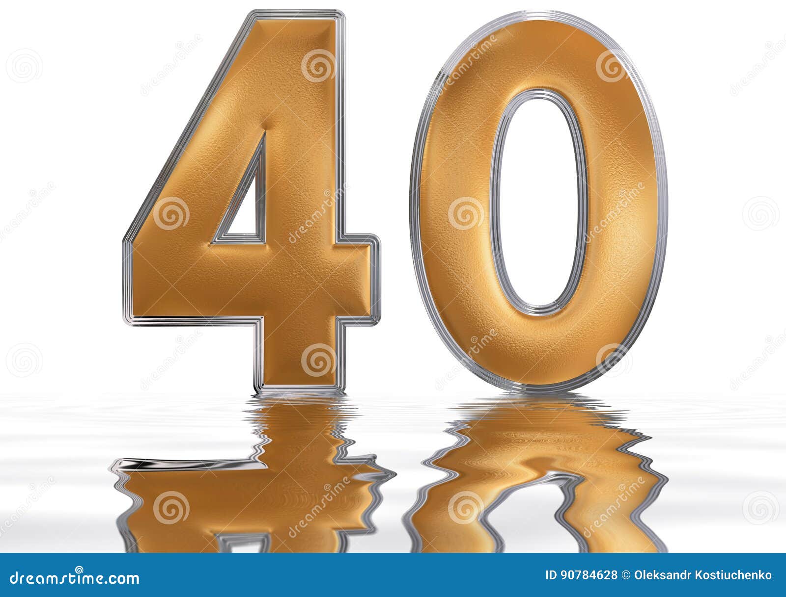 Chiffre 40, Quarante, Réfléchis Sur La Surface De L'eau, Dessus ...