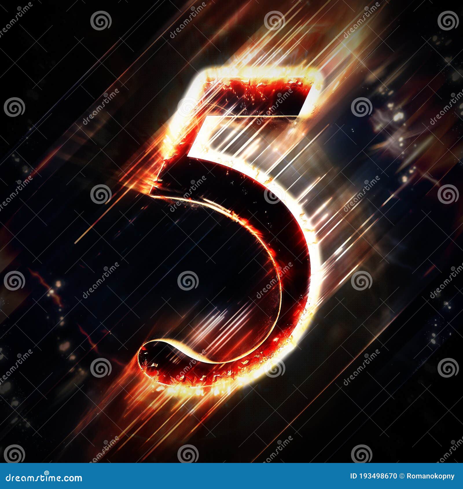 Chiffre 5 rouge illustration stock. Illustration du rouge - 193498670